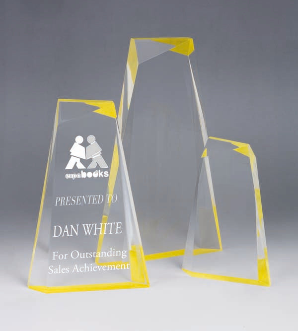 AA3821SY Yellow Acrylic Trophy - RECOGNIZEME Trophies and Medals